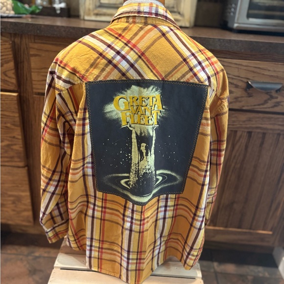 Time and Tru | Tops | Greta Van Fleet Yellow Plaid Band Shirt | Poshmark